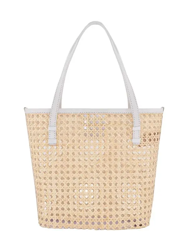 OHSUN Bella Rattan & Leather Shoulder Bag - White