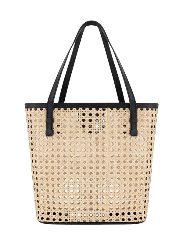 OHSUN Bella Rattan And Leather Shoulder Bag - Black