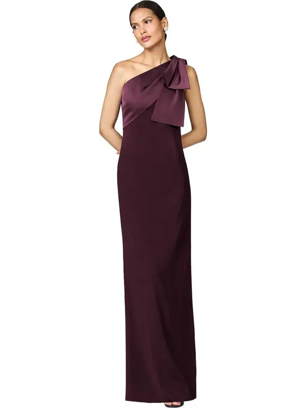 Sachin & Babi One Shoulder Column Gown - Malbec