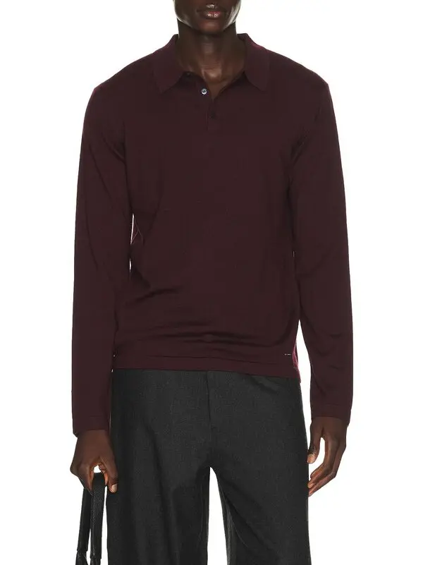 Simkhai Reynolds Long Sleeve Polo In Grey - Fig