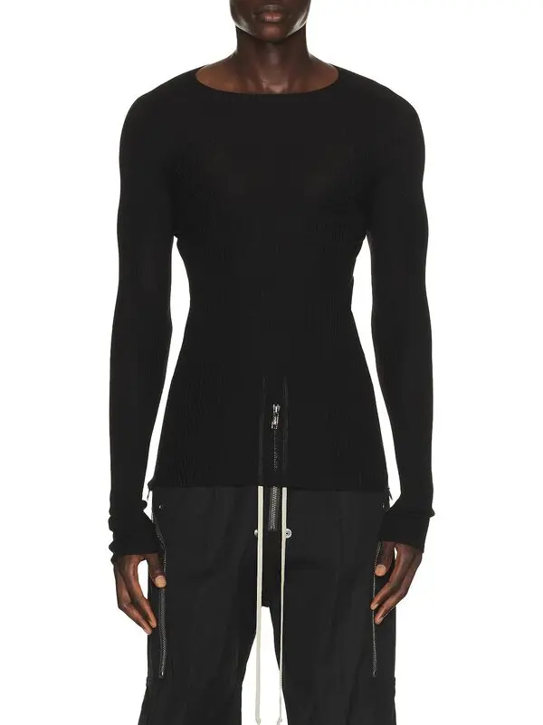 Rick Owens Ribbed Round Neck Shirt - Black