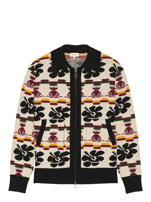 NICHOLAS DALEY Hibiscus Zip-up Cardigan - Rice