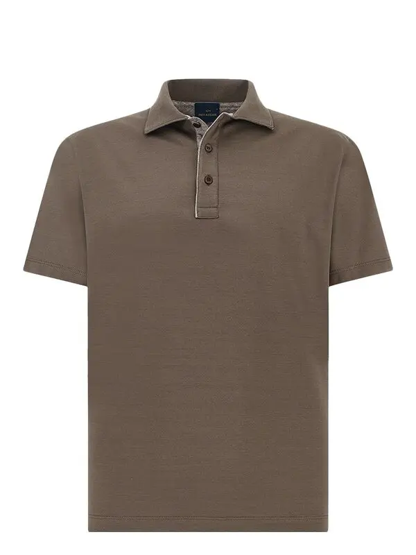 Paul & Shark Polo Shirt In Double Mercerised Cotton Jersey With Linen Details - Morel