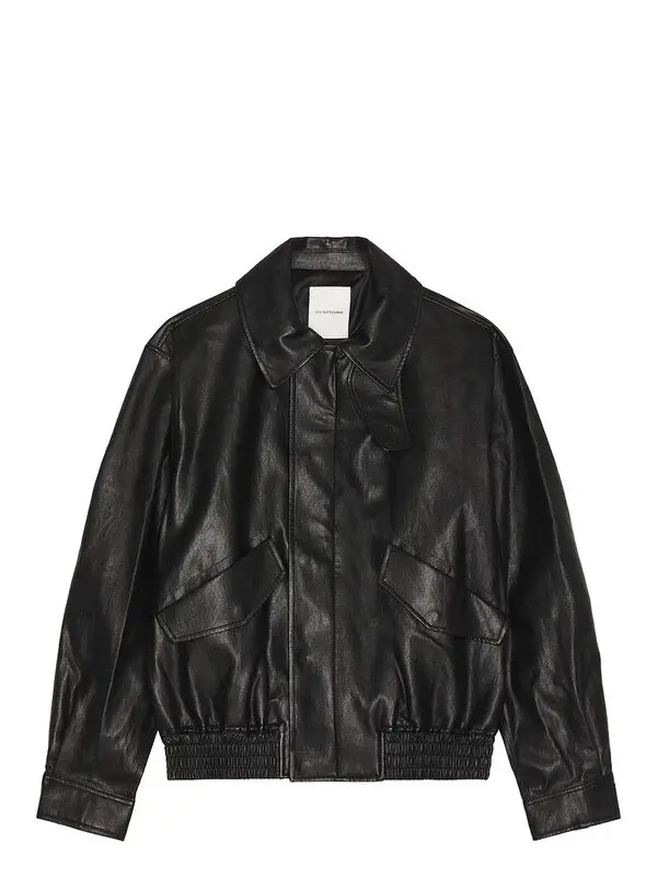 LE17SEPTEMBRE Faux Leather Zip Blouson - Black