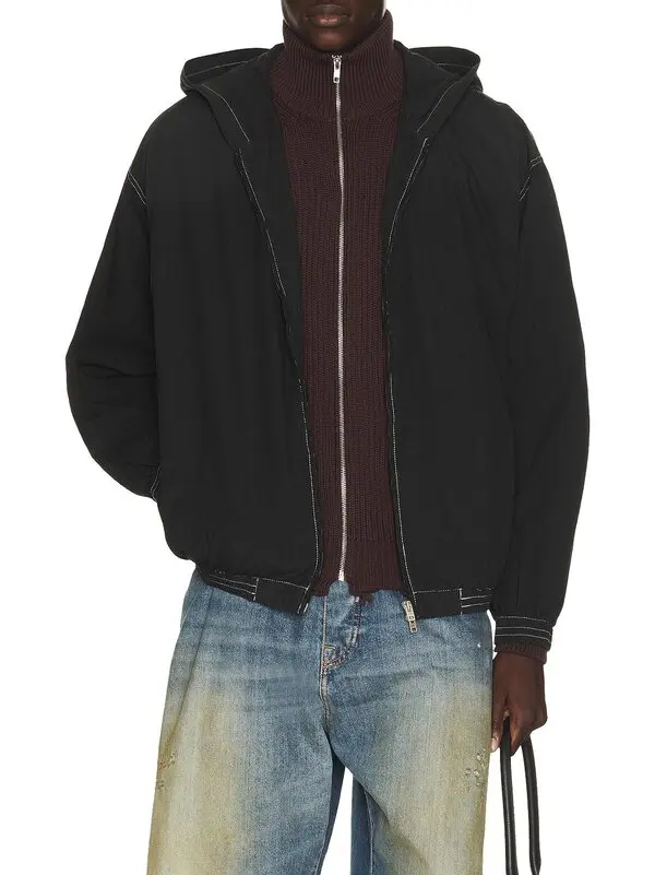 Acne Studios Olandina Soft Cotton Poplin Zip Up Hooded Jacket - Black