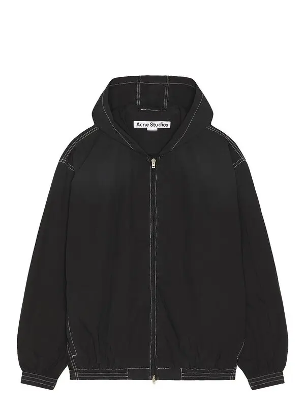 Acne Studios Olandina Soft Cotton Poplin Zip Up Hooded Jacket - Black