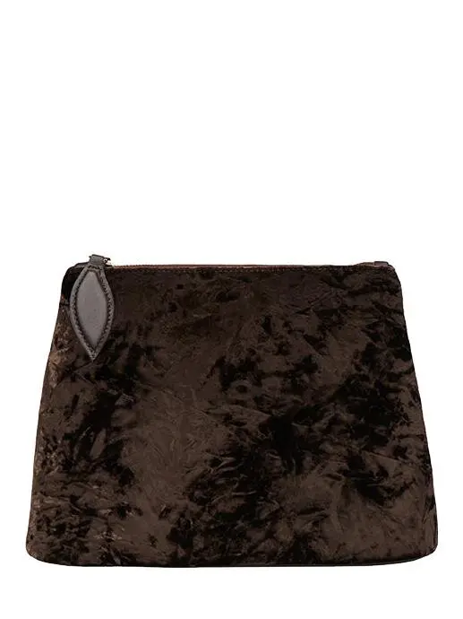 LIFFNER Zip Clutch Velvet - Brown