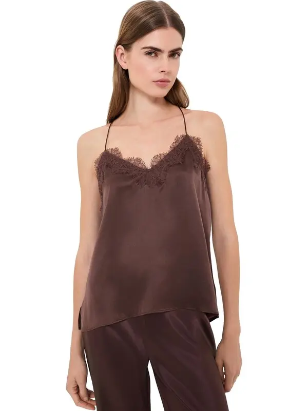 Cami Nyc Racer Silk Charmeuse Camisole - Chocolate