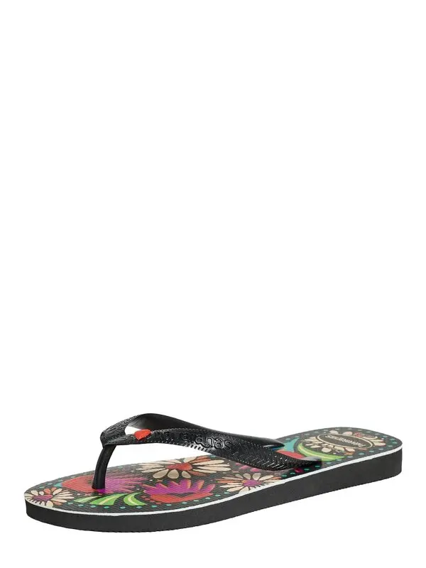 Havaianas Top Begonia Heart Flip Flops - Black