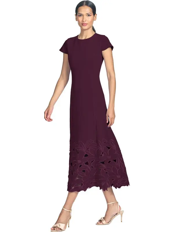Sachin & Babi Crepe A-line Midi Dress - Black Cherry