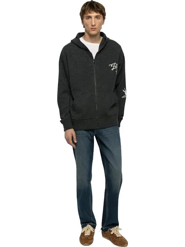 Zadig&Voltaire Camillo Zip-up Wool Cashmere Cardigan With Hood - Grey