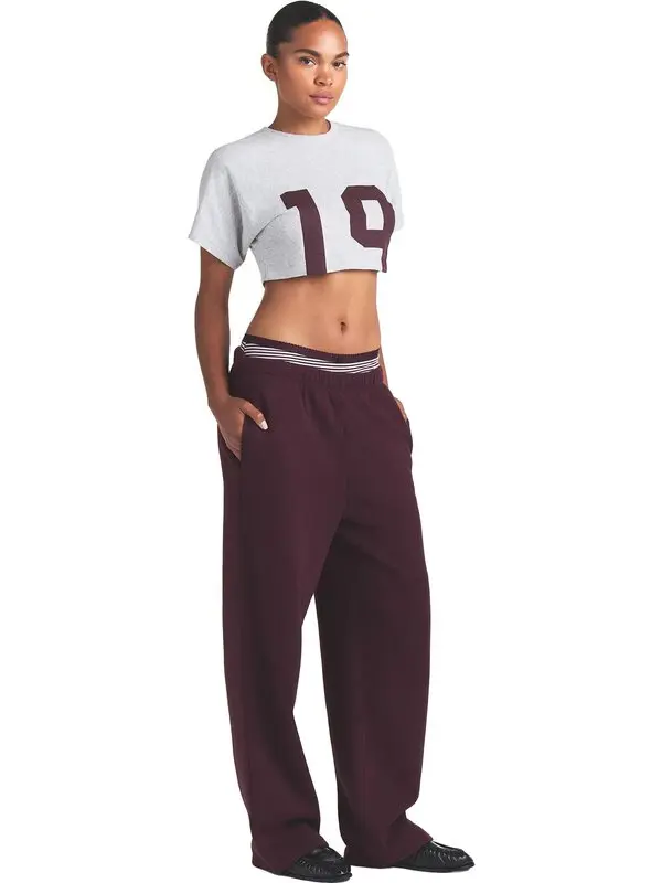 SKIMS Super Cropped T Shirt | Red | | Worn In Jersey - Currant 19 Print