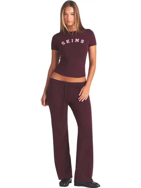 SKIMS Cotton Jersey Straight Leg Pant - Currant