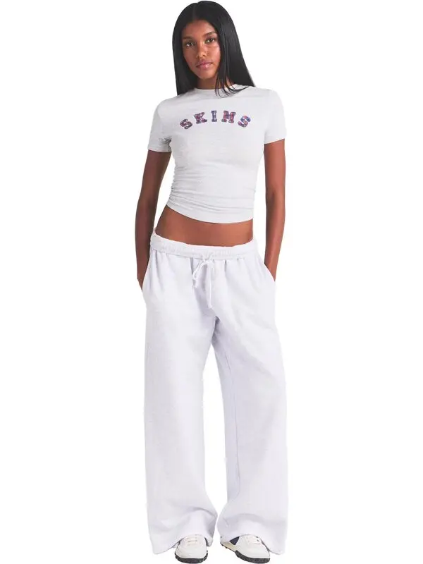 SKIMS Cotton Fleece Oversized Straight Leg Pants - Light Heather Grey