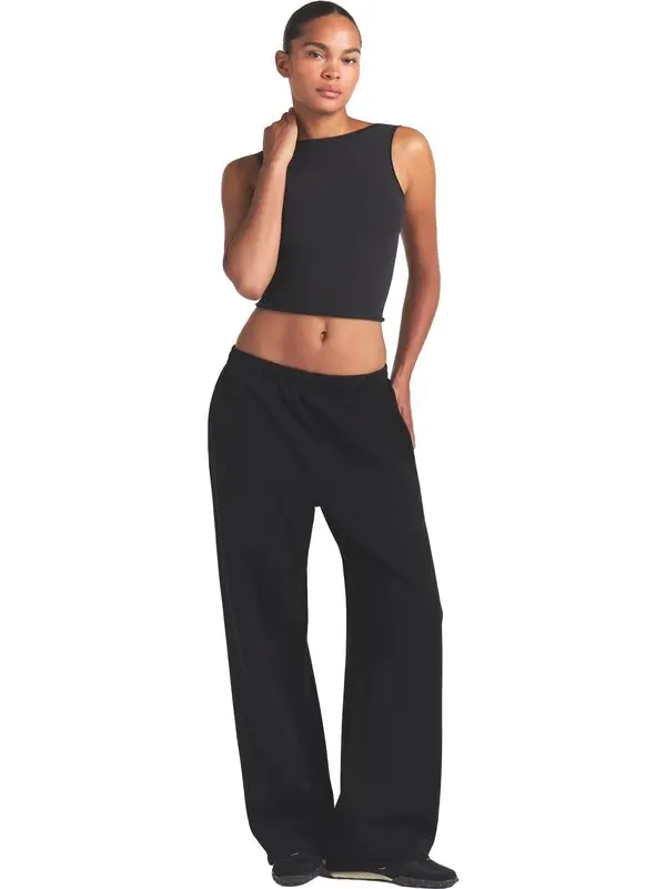 SKIMS Cotton Fleece Oversized Straight Leg Pants - Onyx