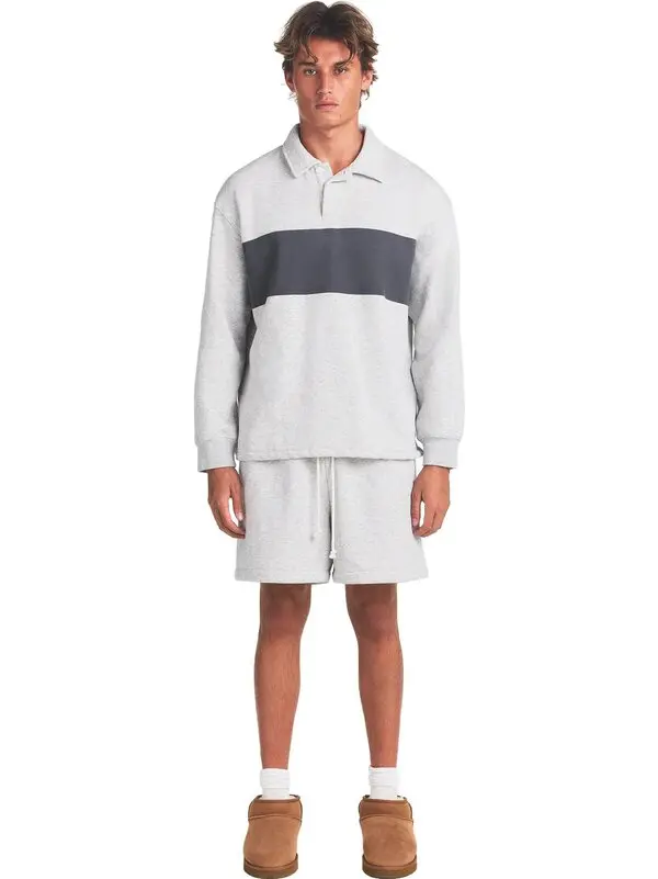 SKIMS Rugby Polo | Grey | Small | Fleece Lounge - Light Heather Grey