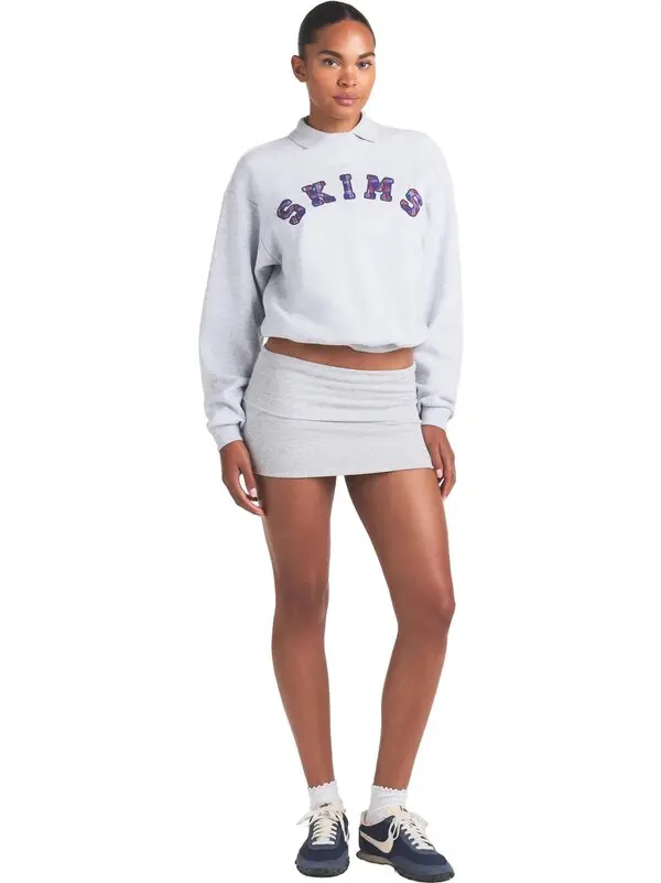 SKIMS Cotton Rib Foldover Mini Skirt - Light Heather Grey