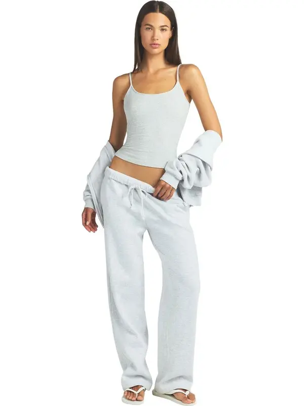 SKIMS Cotton Fleece Classic Straight Leg Pants - Light Heather Grey