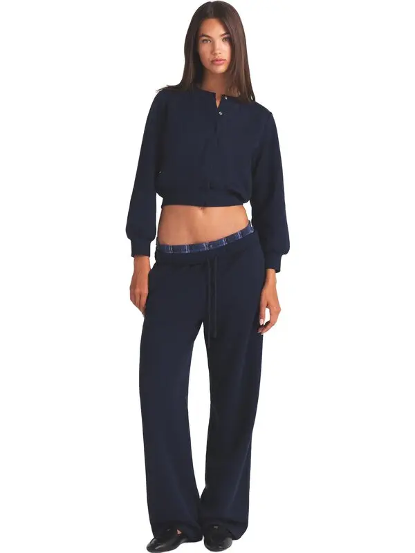 SKIMS Shrunken Cardigan In Cotton Fleece - Navy
