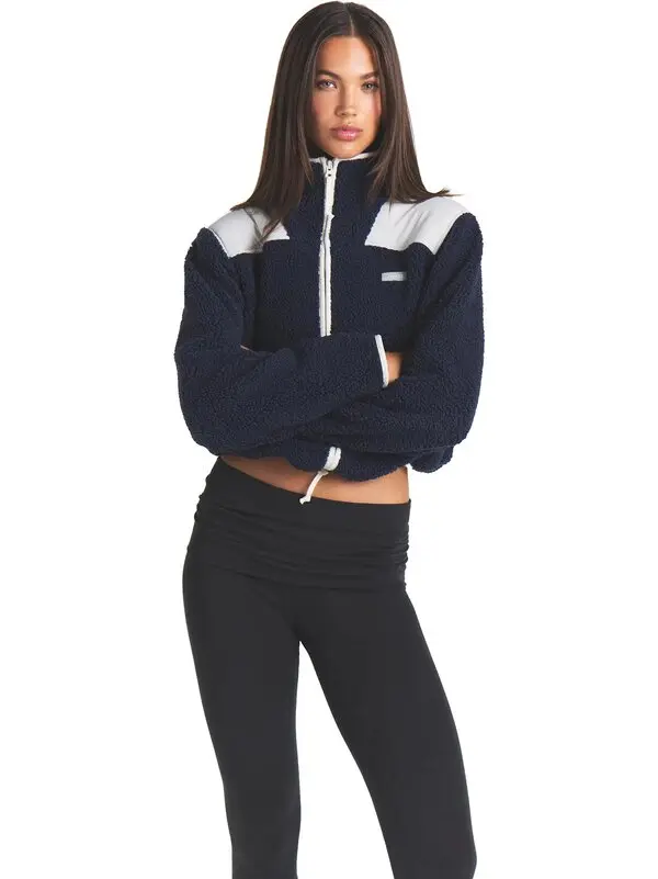 SKIMS Boxy Zip-up Faux Shearling Jacket - Navy