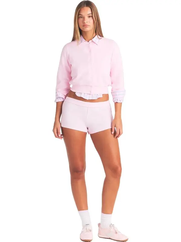 SKIMS Shrunken Cotton Fleece Cardigan - Cherry Blossom