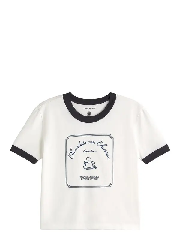 THINKING MU Organic Cotton Churros Graphic T-shirt - White