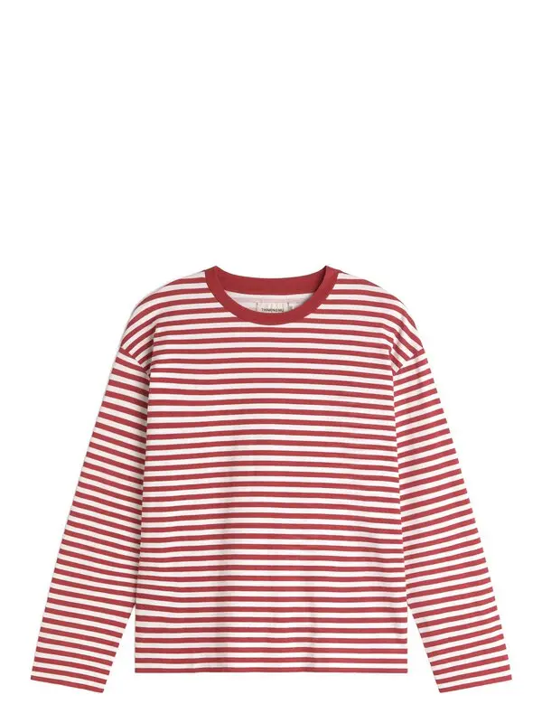 THINKING MU Long-sleeve Striped T-shirt - Red