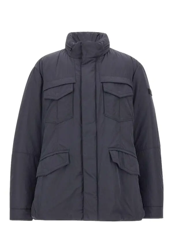 Peuterey Stripes Mfc Hooded Parka Coat - Blue