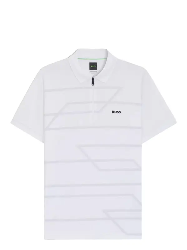 Hugo Boss Slim-fit Polo Shirt In Cotton With Printed Pattern - White