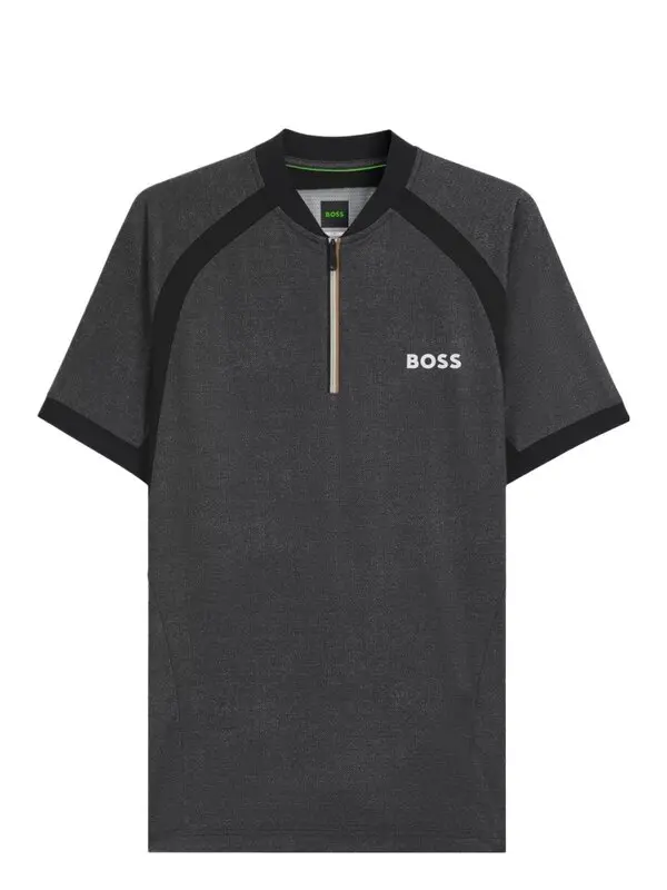 Hugo Boss Panelled Zip-neck T-shirt - Dark Gray