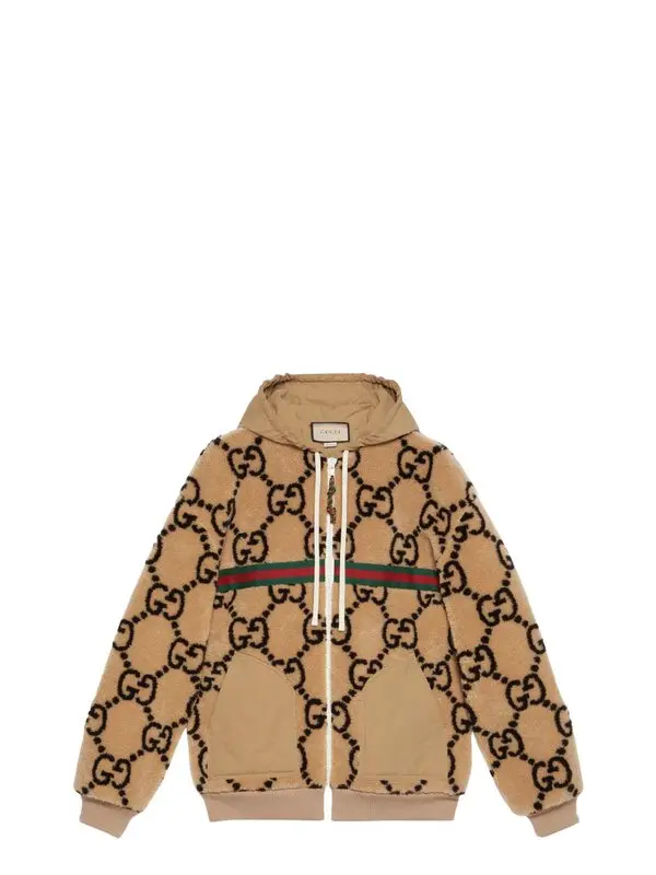 Gucci Maxi Gg Fleece Jacket - Nude