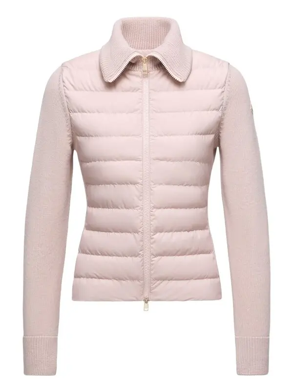 Moncler Padded Zip-up Wool Cardigan - Pink