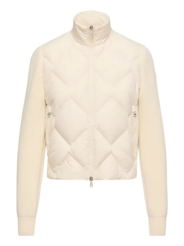 Moncler Wool Cashmere Padded Zip-up Cardigan - White
