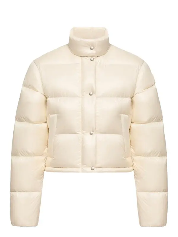 Moncler Tepice Short Down Jacket With Logo Patch - Ivory