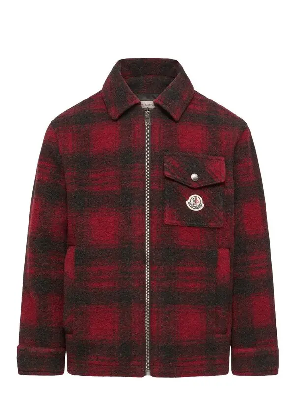 Moncler Check Wool Blend Shirt Jacket - Red/black