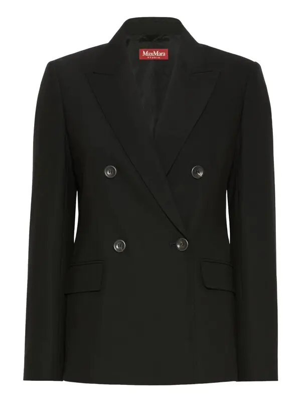 Max Mara Double-breasted Wool Twill Suit Jacket - Black