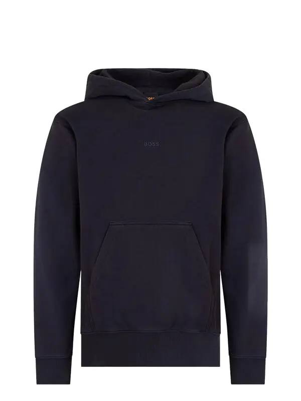 Hugo Boss Long-sleeved Hoodie With Ribbed Details - Black