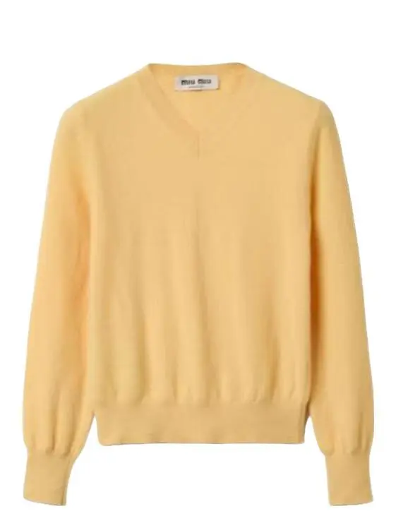 Miu Miu V-neck Wool Cardigan - Nude