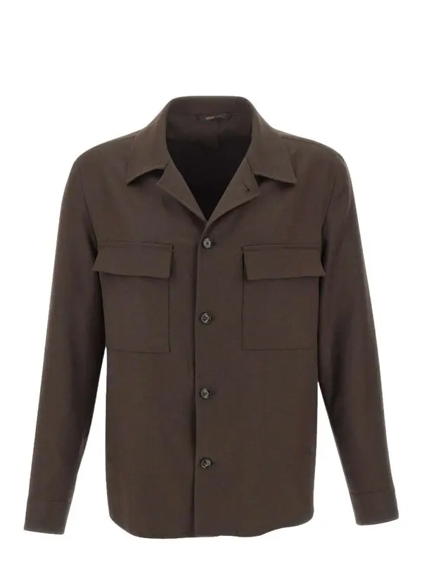 BRIGLIA 1949 John Shirt Collar Jacket - Brown