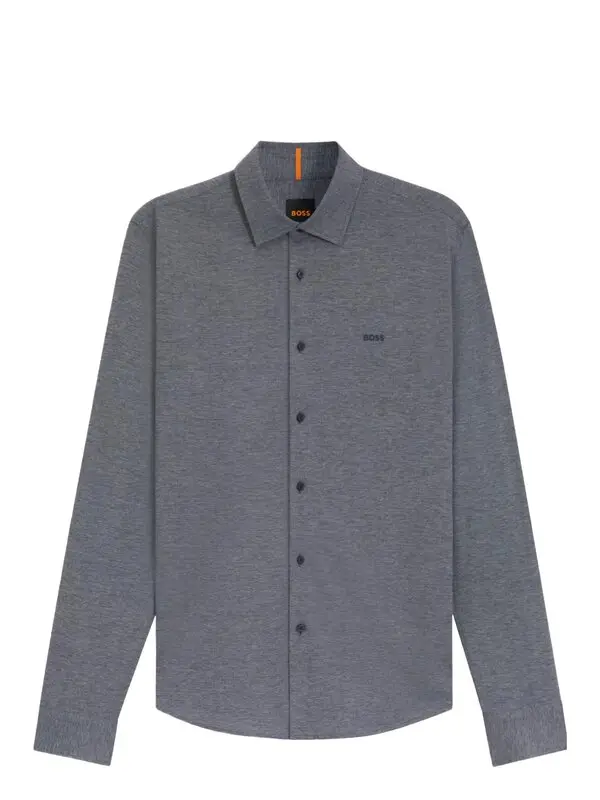 Hugo Boss Long-sleeved Shirt With Logo Detail - Dark Gray