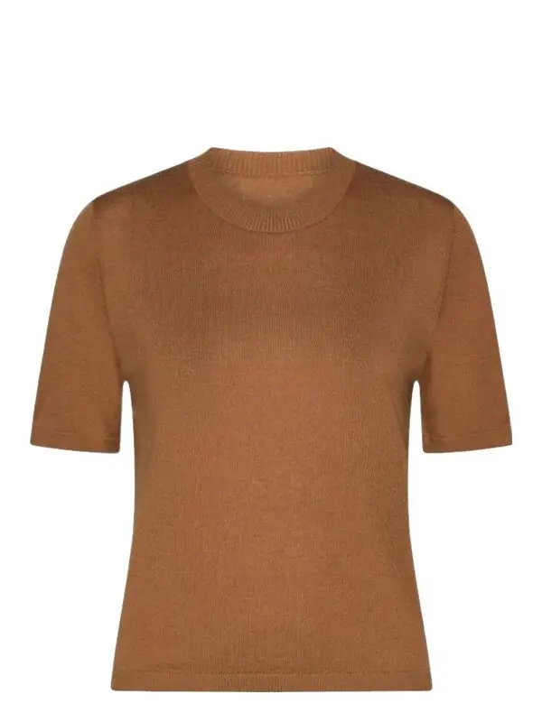 Marella Short Sleeve Crew Neck Sweater - Brown