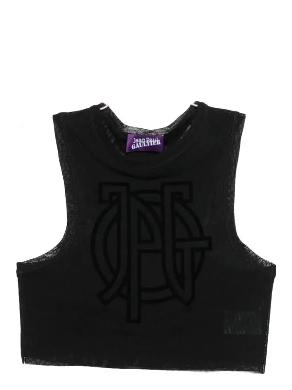 JEAN PAUL GAULTIER Sleeveless Logo Print Vest - Black