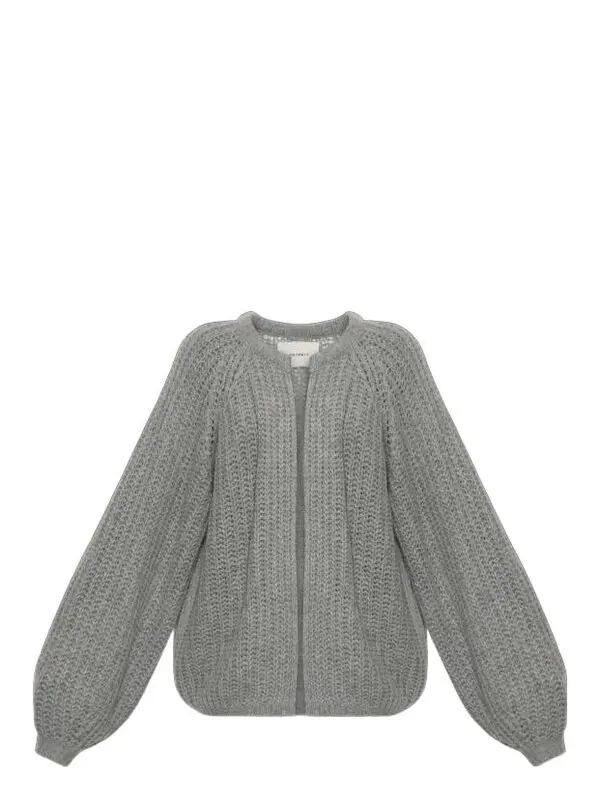 LISA YANG Thena Textured Knit Cardigan - Grey