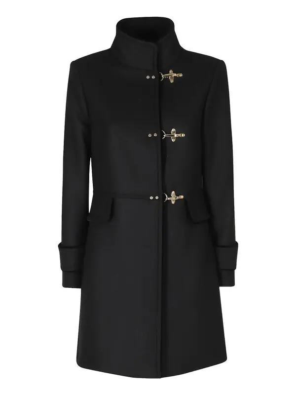 FAY Long-sleeve Stand Collar Coat - Black
