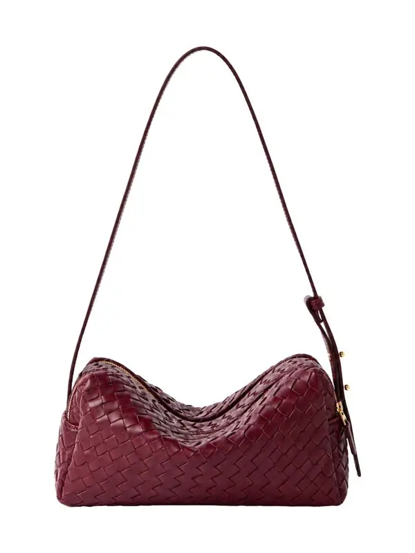 ELLEME PARIS Woven Leather Pouch - Burgundy