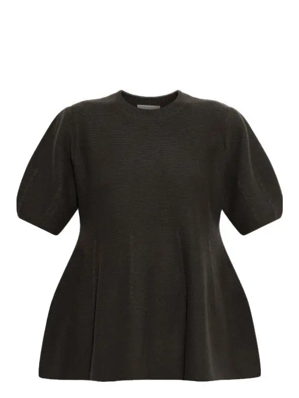 LISA YANG Mella Short Sleeve Knitted Top - Green
