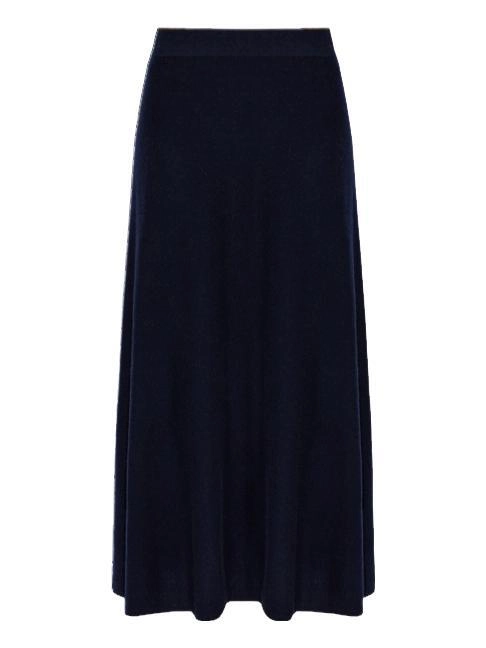 LISA YANG Knitted Flared Maxi Skirt - Navy