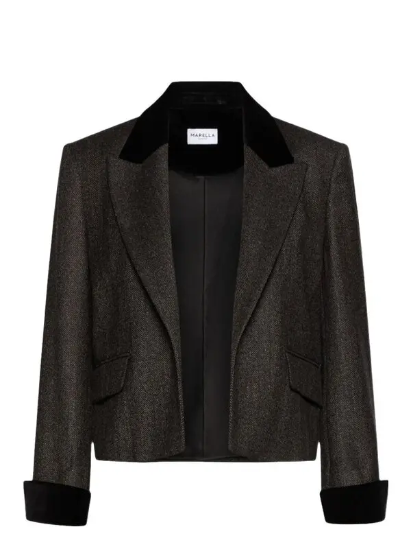 Marella Collared Cropped Casual Jacket - Brown
