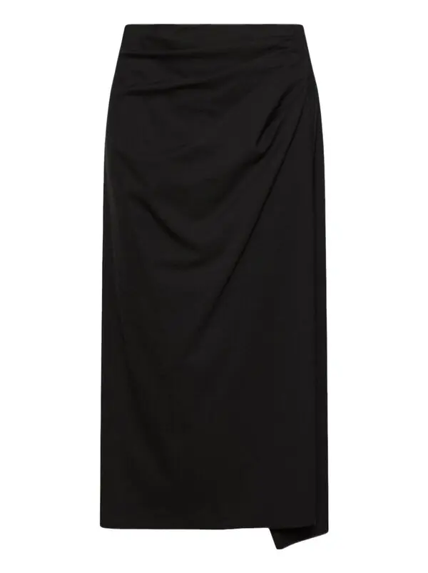 Marella Draped Stretch Wool Skirt - Black