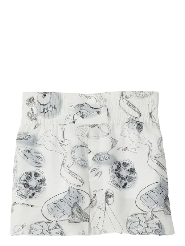 Jacquemus High-waisted Graphic Print Shorts - Off-white/black